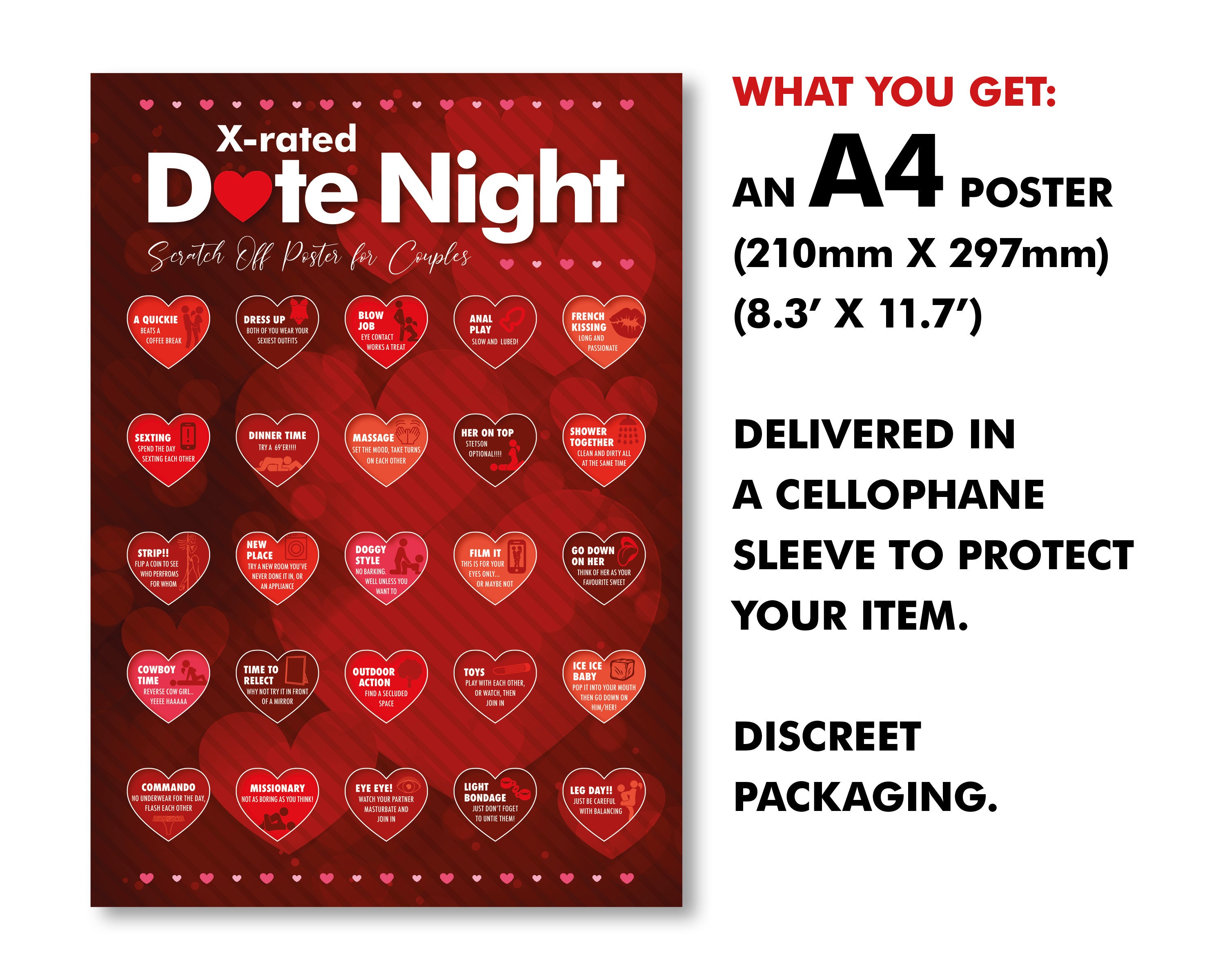 Date Night Scratch off Poster Valentine Sexy Love Gift for Him Couples ...