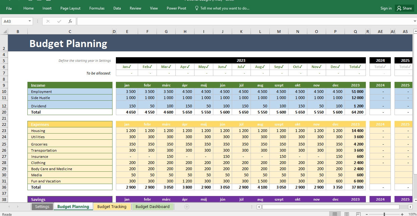 Personal Budget Planner: Excel Spreadsheet for Personal Finance ...