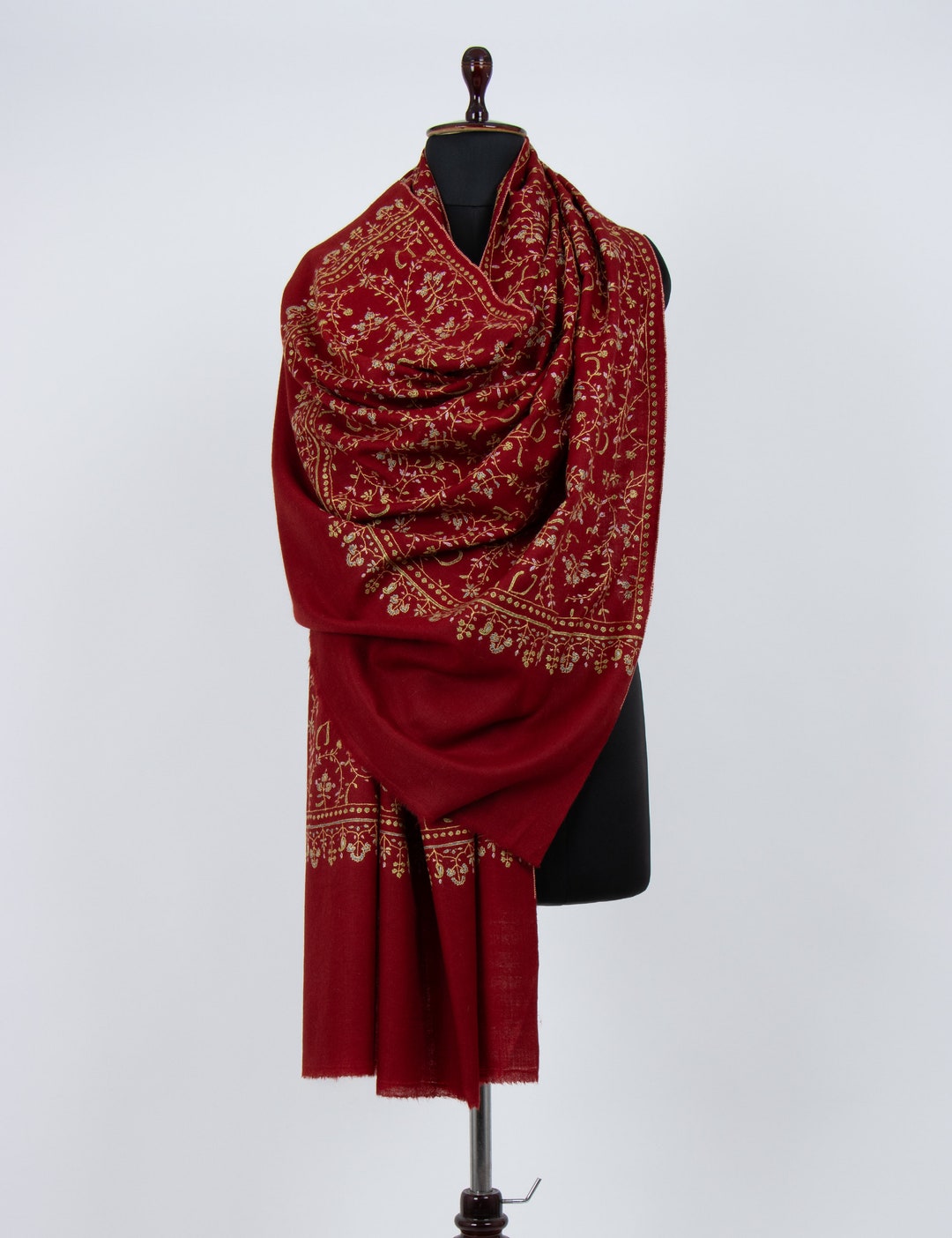 Maroon Pashmina Shawl, Embroidery Pashmina Scarf, Cashmere Pashminas ...