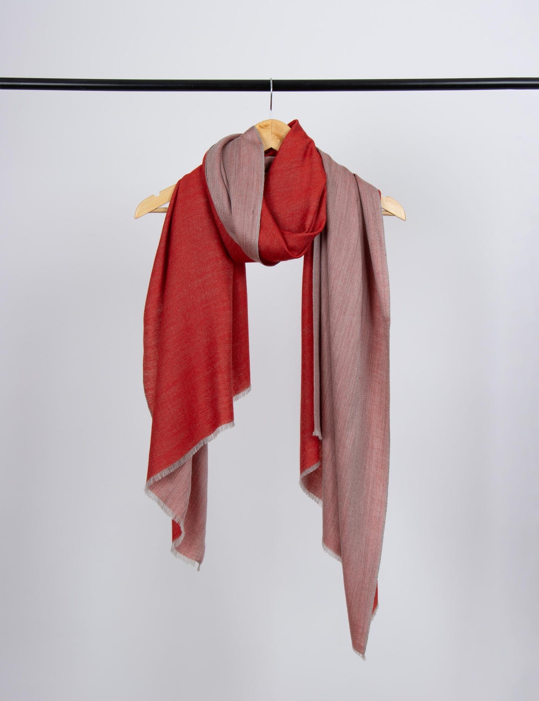 Pure Merino Wool Reversible Shawl: Vibrant Red Two Tone Wrap - Soft ...