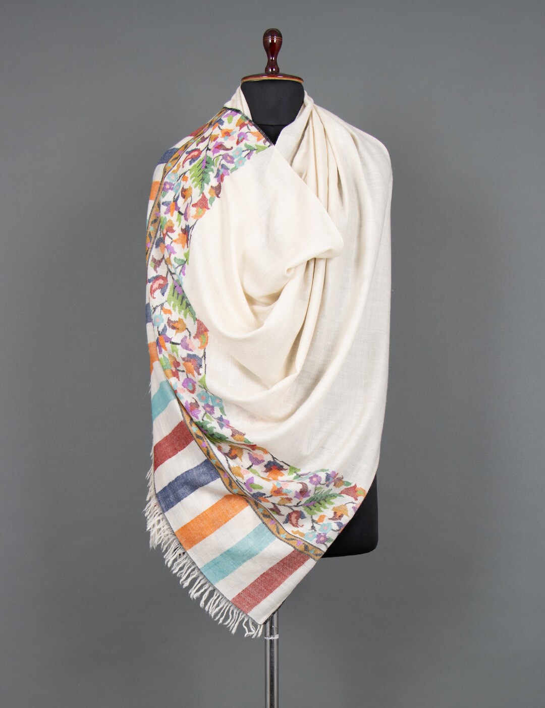 Ivory Kani Shawl, Kani Weave Shawl, White Ivory Pashmina, Custom Made ...