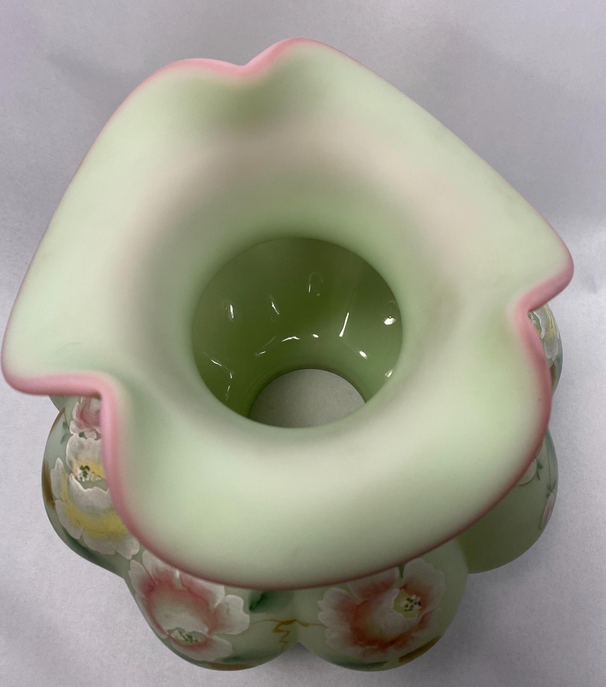 Fenton "rose Nectar" Lotus Mist Burmese GWTW Melon Lamp Shade - Etsy