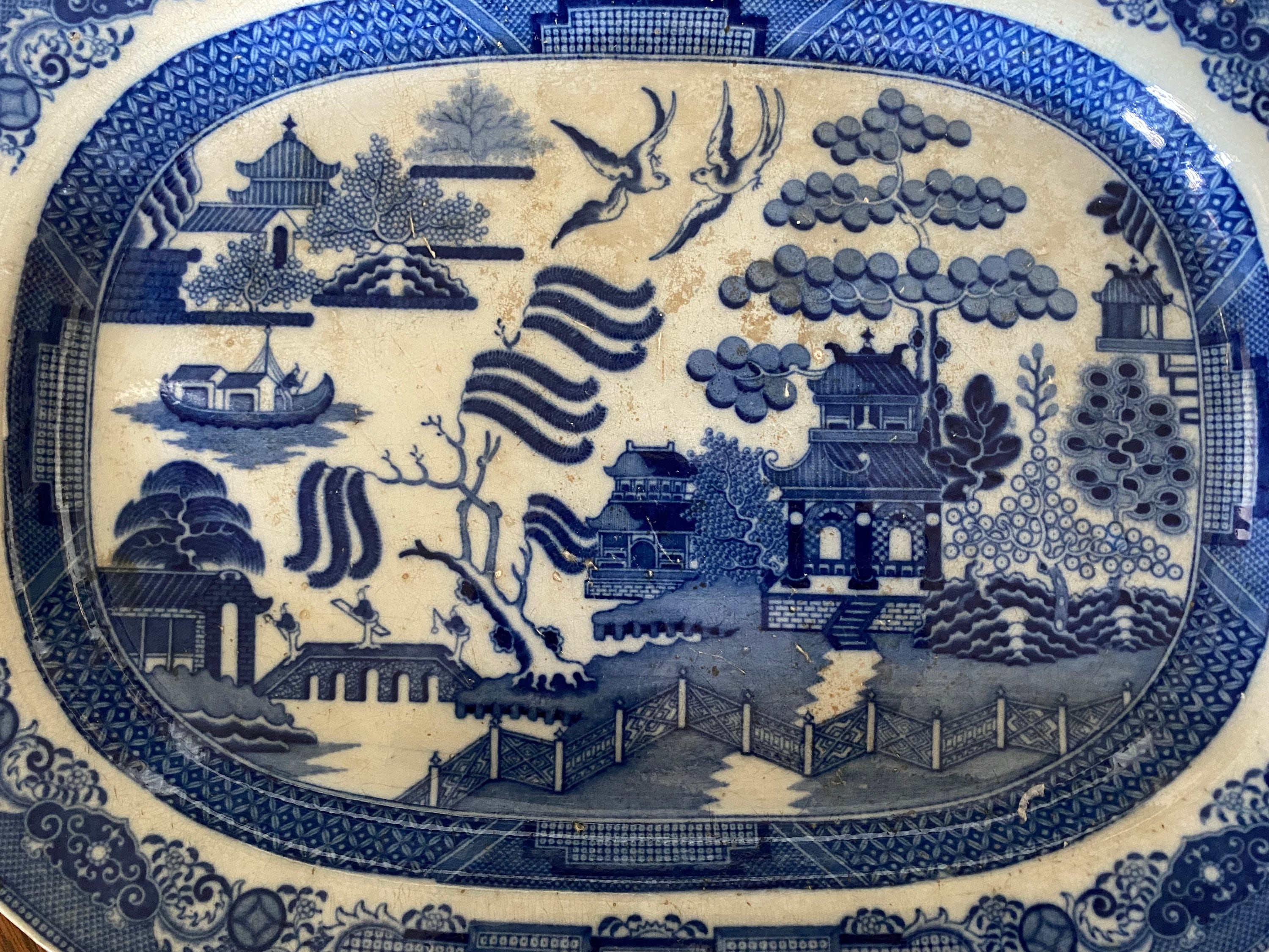 Antique Chinese Export Porcelain Canton Blue and White Ceramic ...