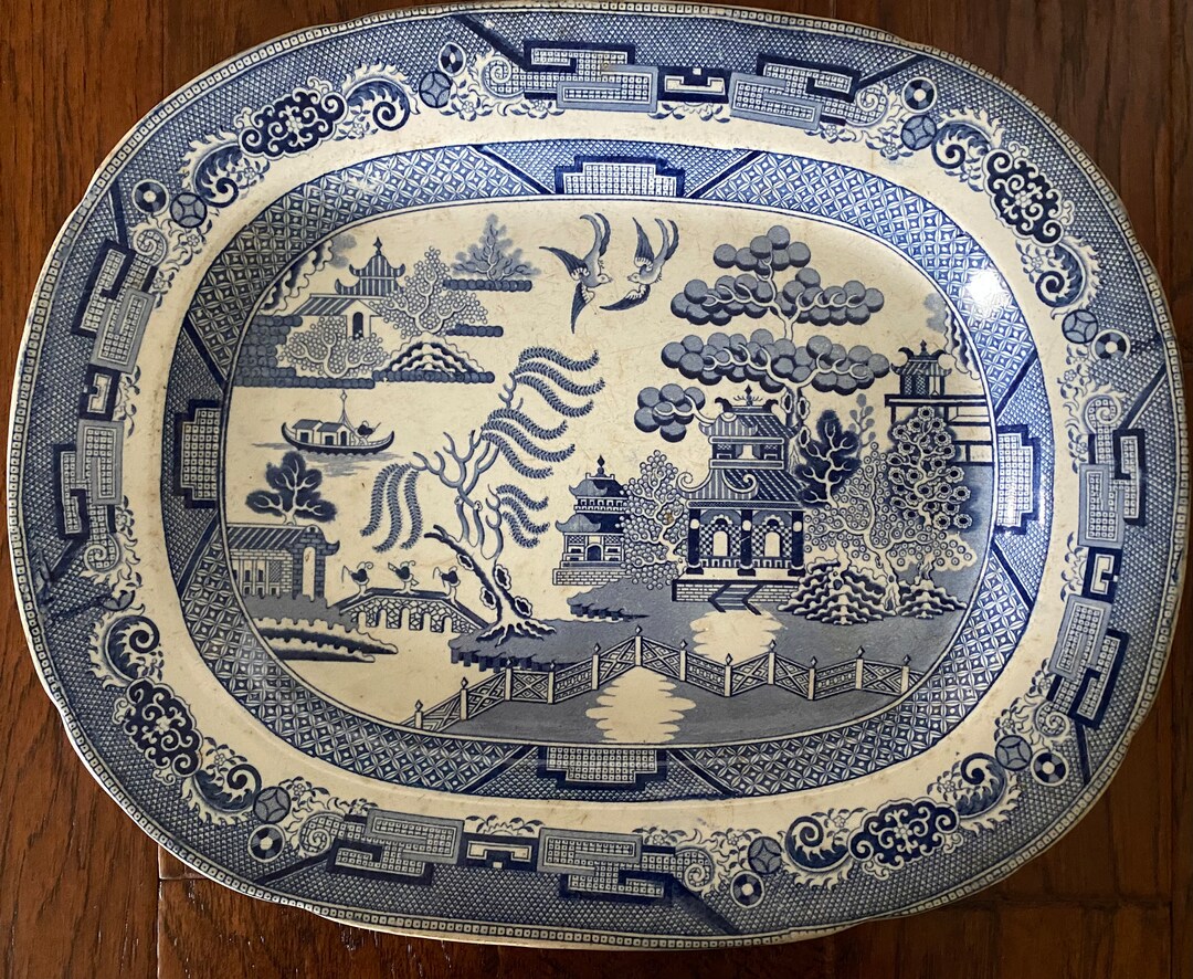 Antique Chinese Export Porcelain Canton Blue and White Ceramic ...