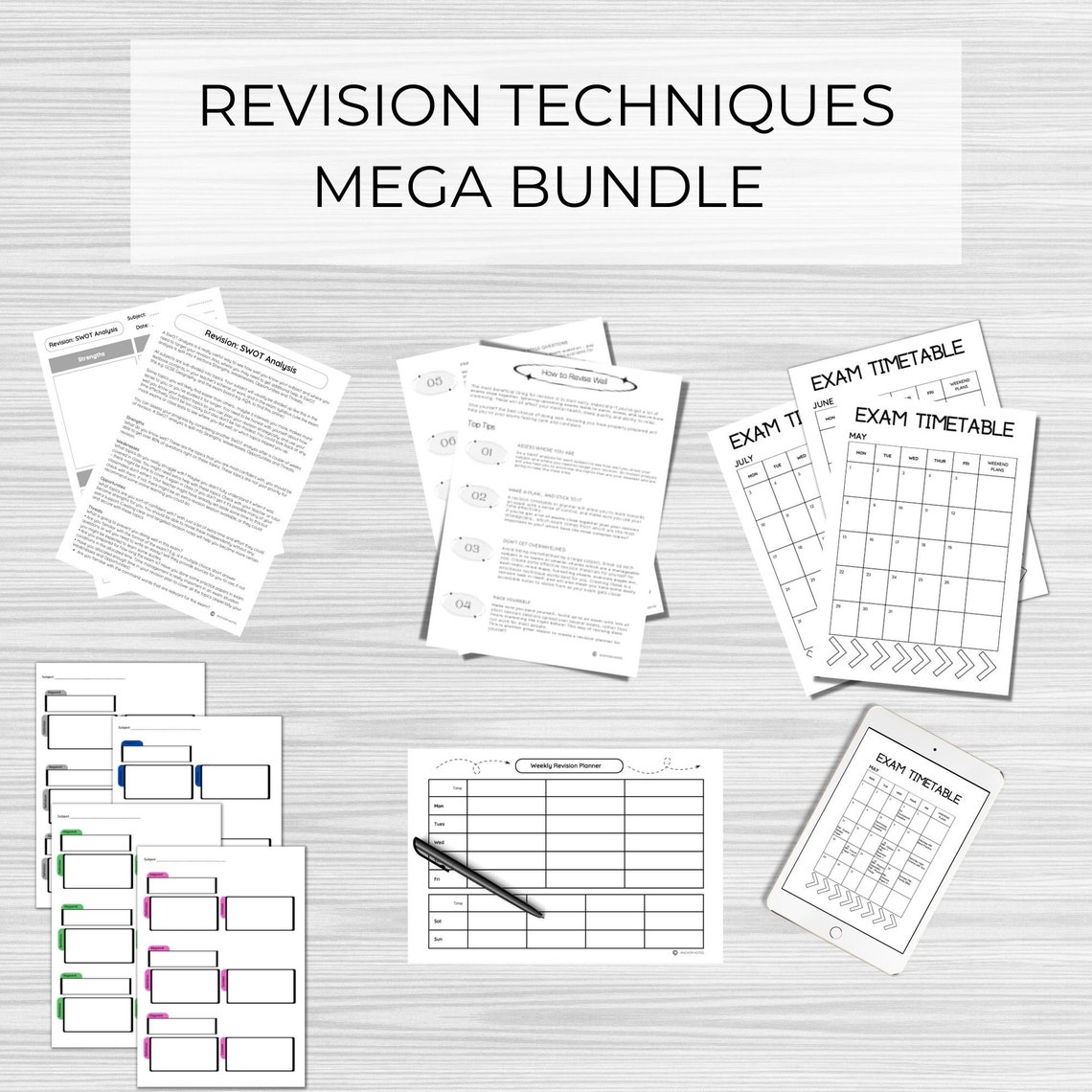 Revision Skills MEGA Bundle. GCSE & A LEVEL. 5 Techniques +top Tips + Weekly Revision Planner ...