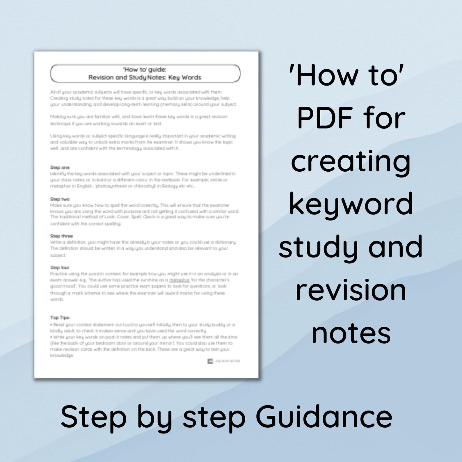 How to Revise GCSE A Level - KEYWORDS Study Skills. 13 Fillable ...