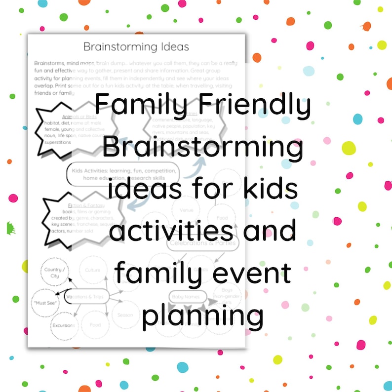 14 PDF Printable Pdfs, Event Group Planning, Kids Activity, Brainstorms ...