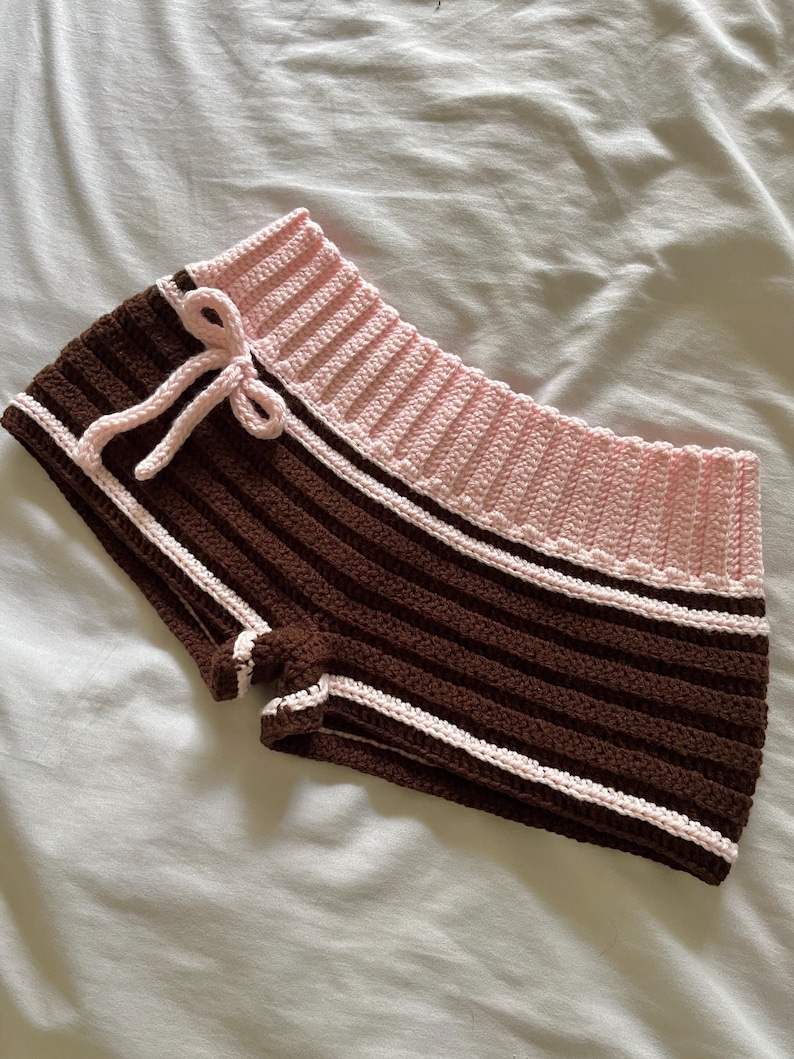 Crochet Ribbed Micro Shorts Pattern, Two-tone Design (PDF Pattern) - Etsy