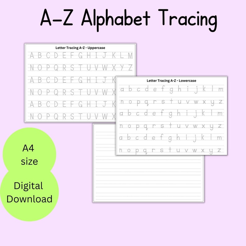 A-Z Alphabet Tracing Uppercase Lowercase Handwriting Practice Preschool ...