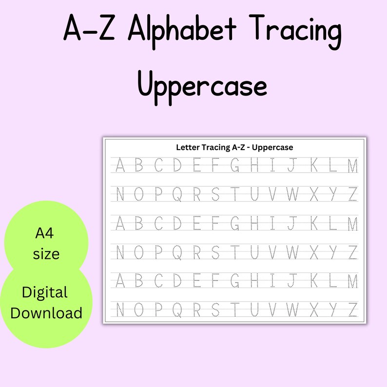 A-Z Alphabet Tracing Uppercase Lowercase Handwriting Practice Preschool ...