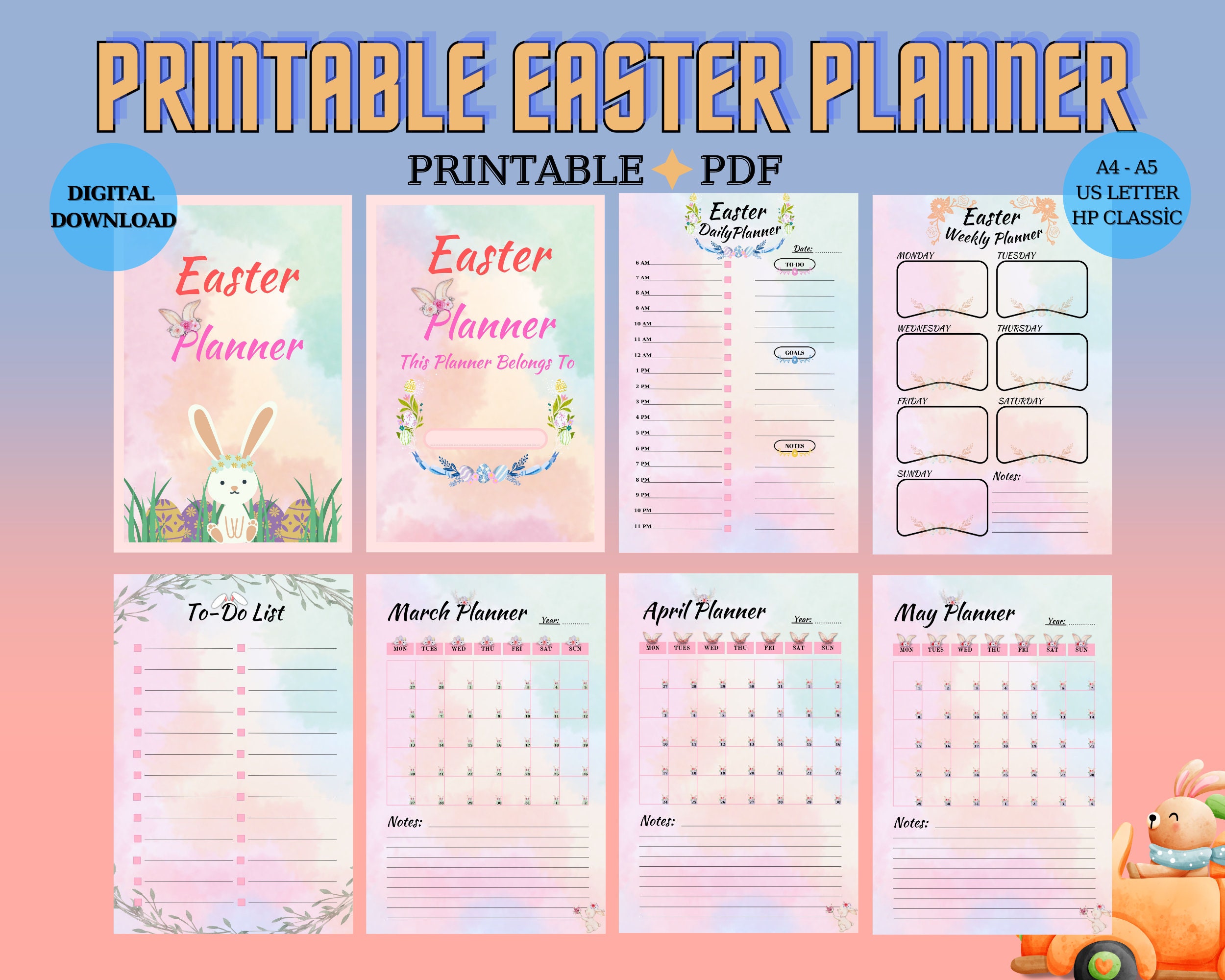 Printable Easter Planner | Digital Sprig Planner | Daily Weekly ...