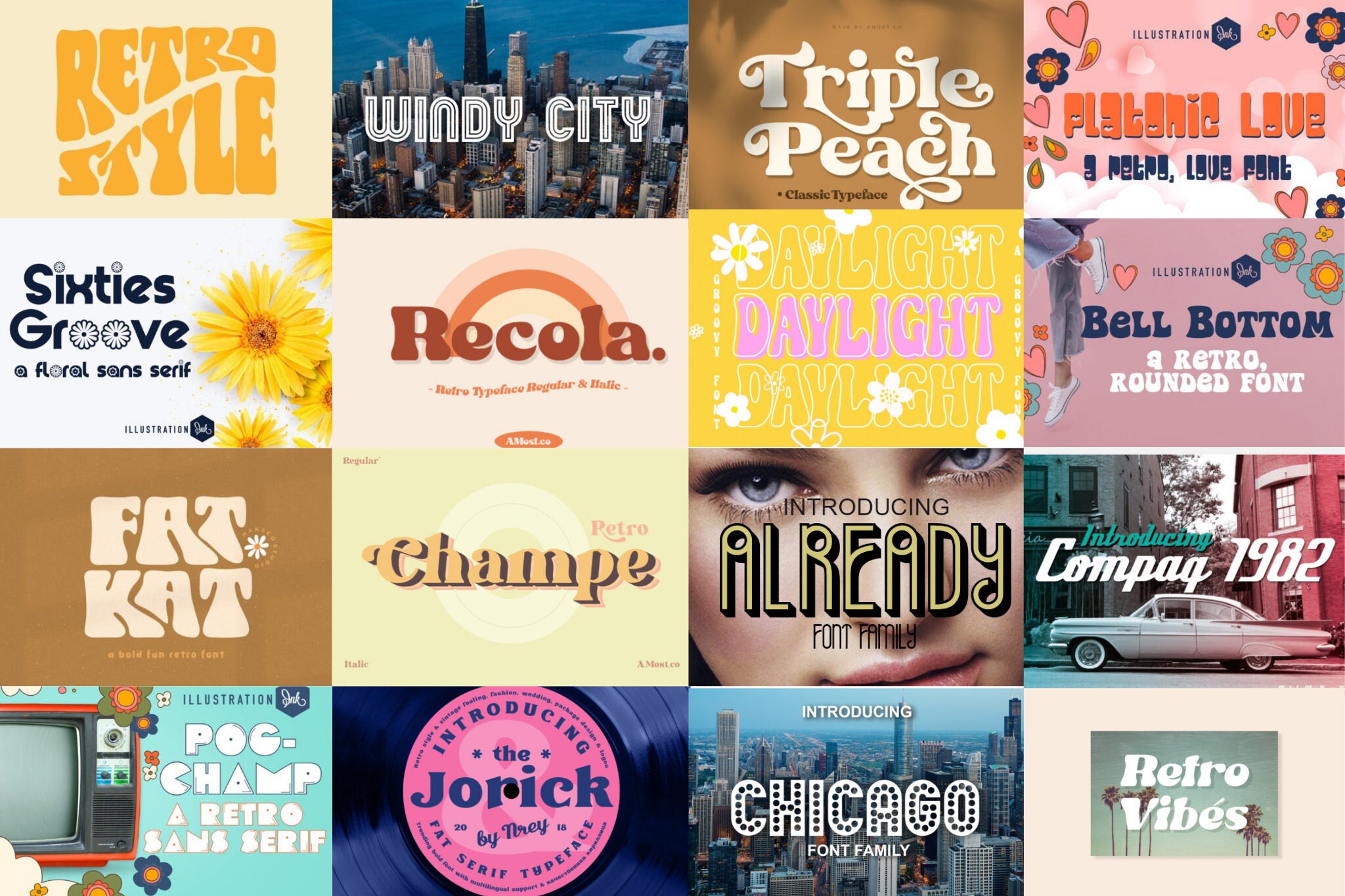 Retro Font Bundle |cricut Fonts | Bubbly Fonts|groovy Font|procreate ...