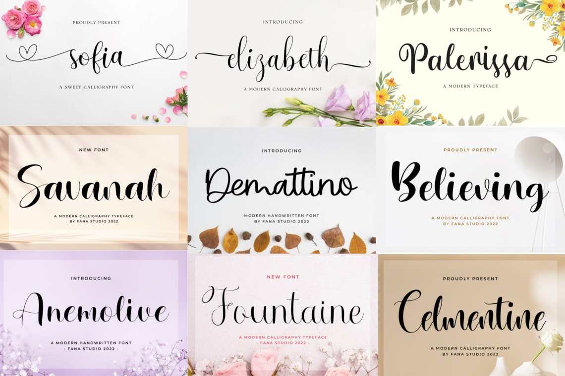 Sofia Font Bundle Script Font Font With Hearts Font With Tails Heart Font Wedding Font Cursive ...