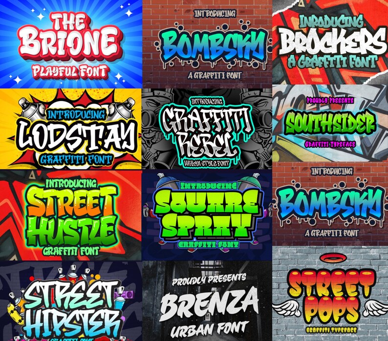 Graffiti Font Bundle| Urban Font|street Font | Tagging Font |hip Hop ...