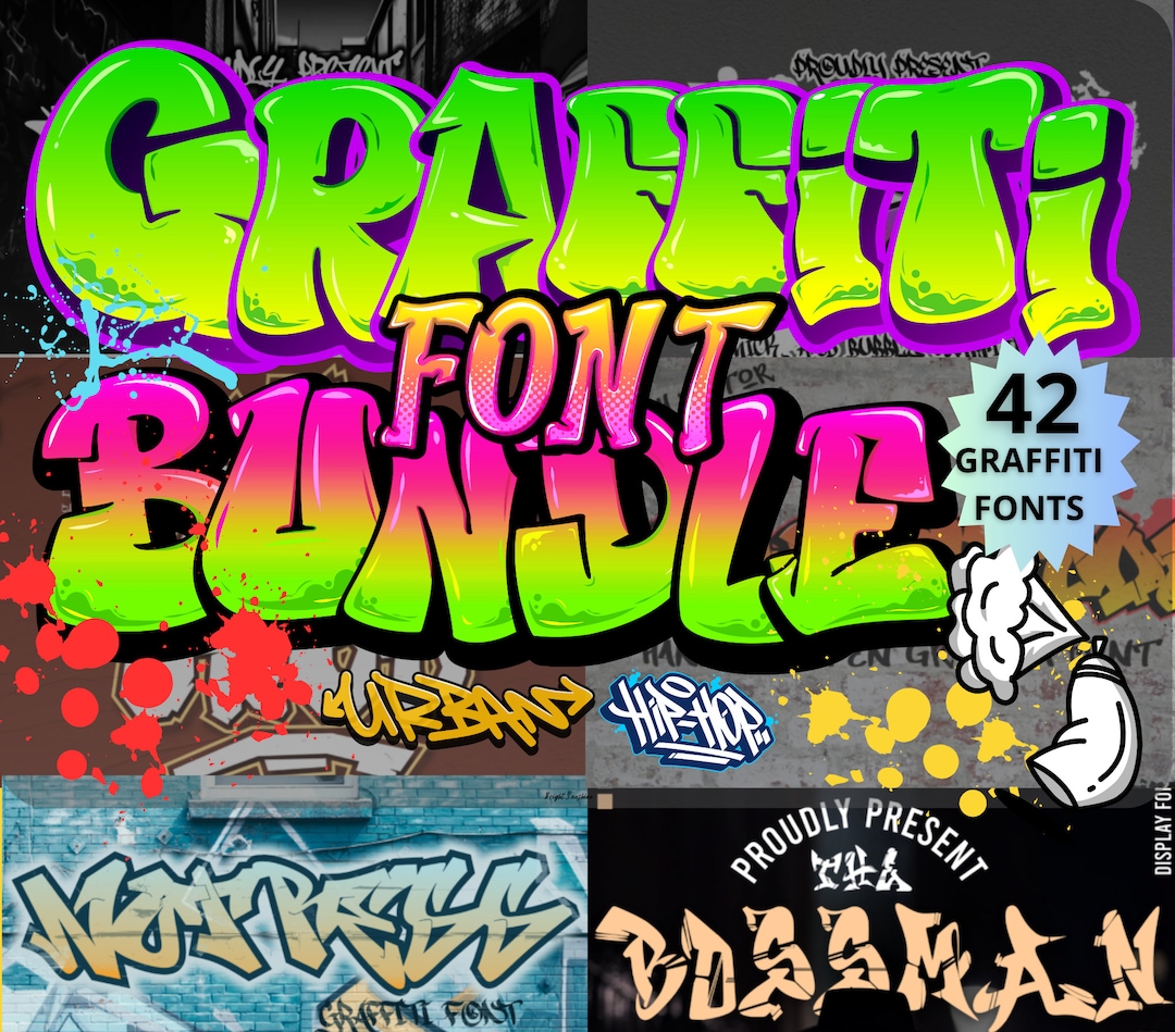 Graffiti Font Bundle| Urban Font| Street Style Font |tagging Font |hip ...