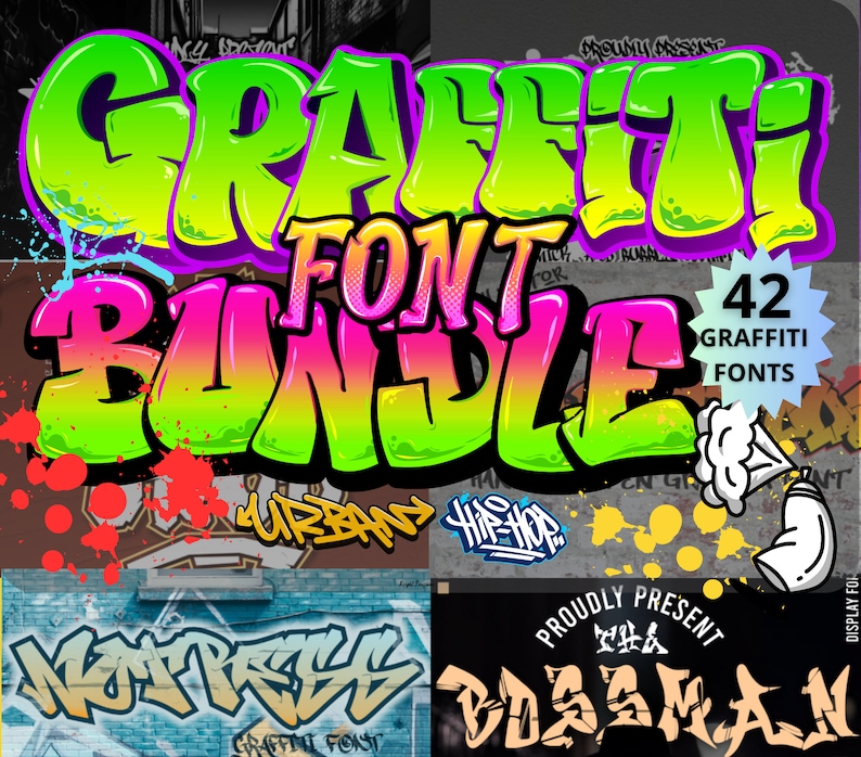 Graffiti Font Bundle| Urban Font| Street Style Font |tagging Font |hip ...