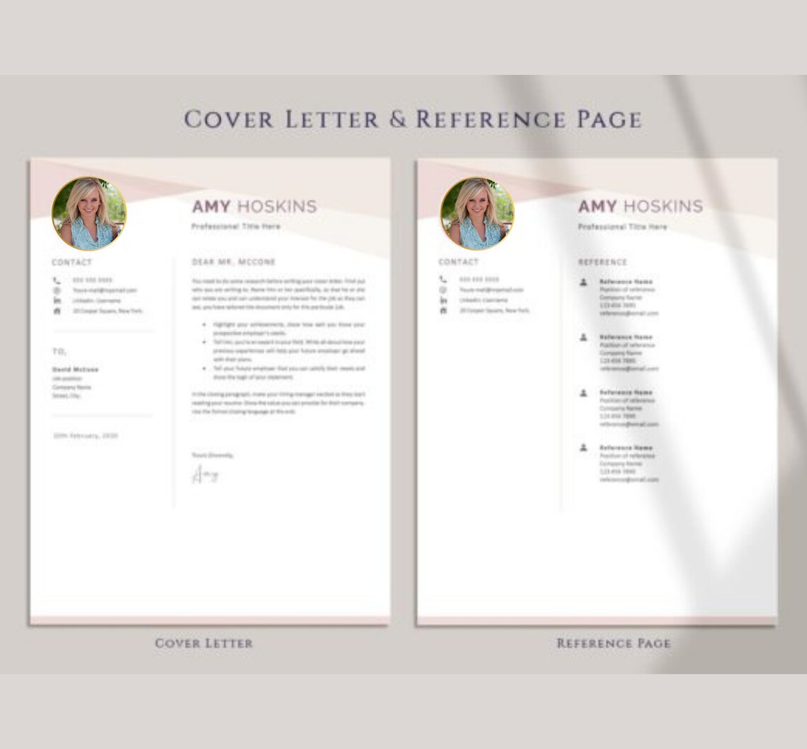 Sorority Resume Template With Cover and Reference Letter| Digital ...