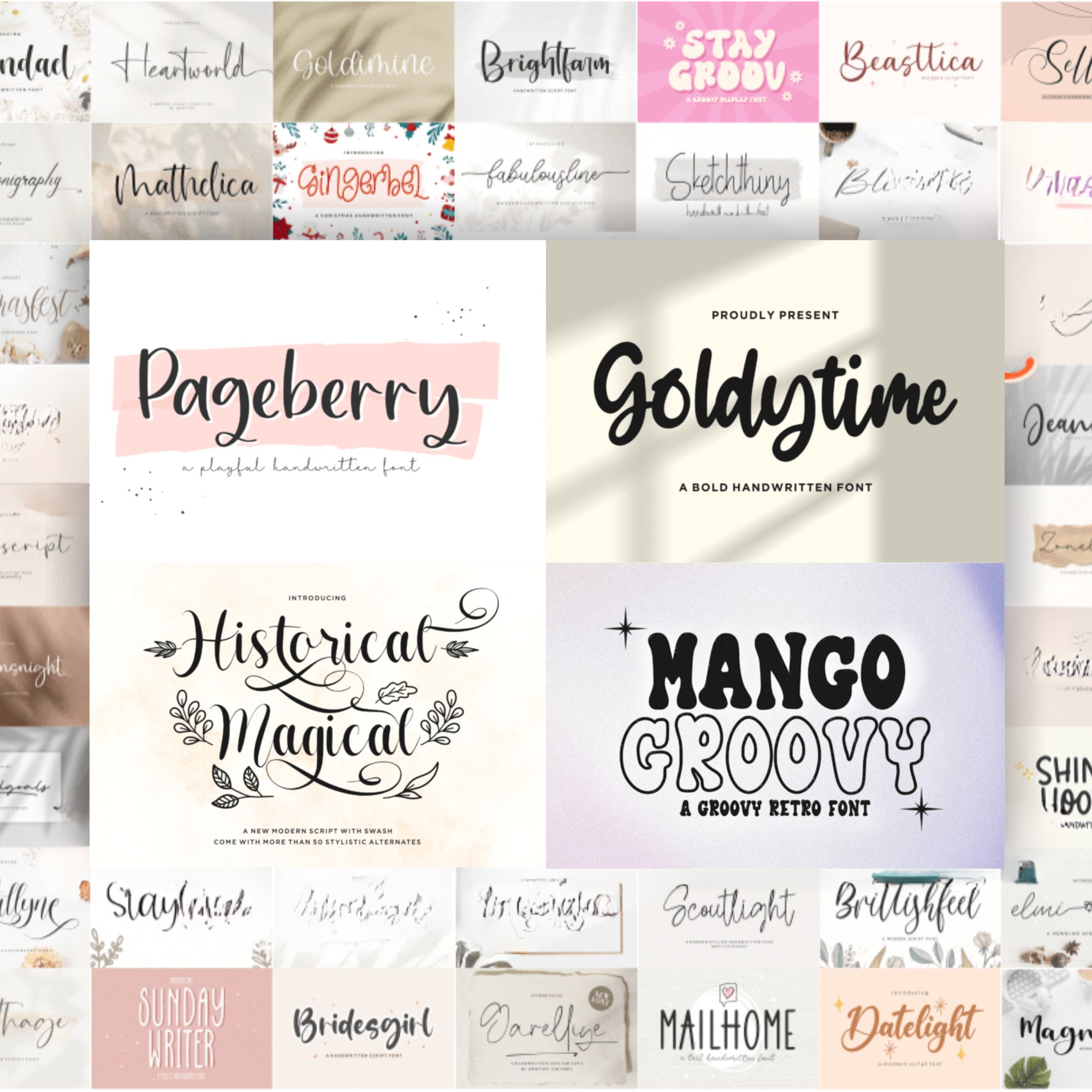 Handlettered Font Bundle - Font Bundle, Handwritten Font, Calligraphy Font, Script Font, Cricut ...