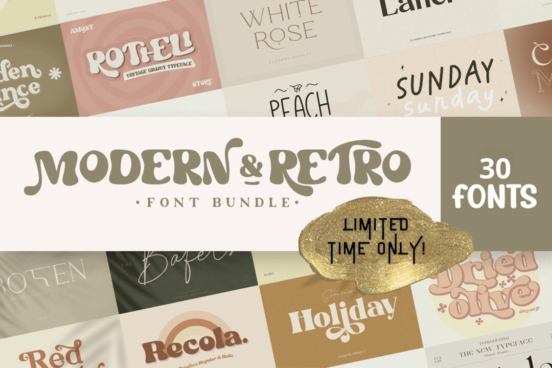 Retro Font Bundle Collection - Font Bundle |cricut Font| Vintage Font ...