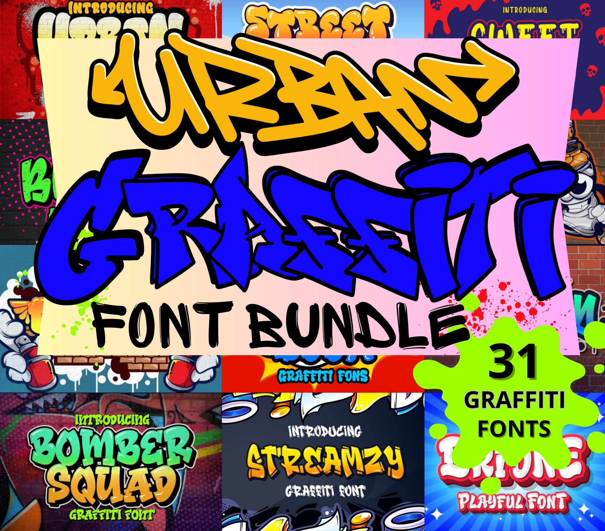 Graffiti Font Bundle| Urban Font|street Font | Tagging Font |hip Hop ...