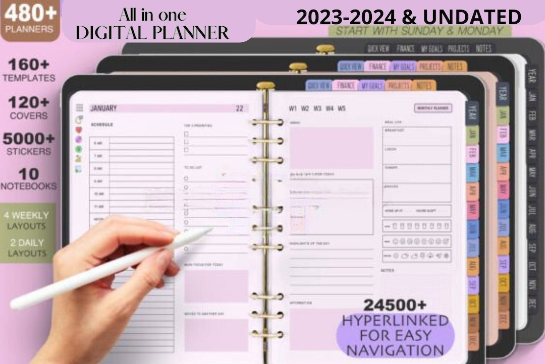 All in One 2023-2024 Digital Planner Undated Planner2024 Digitalplanner ...