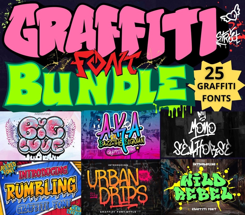 Graffiti Font Bundle| Urban Font|street Style Font | Tagging Font |hip ...
