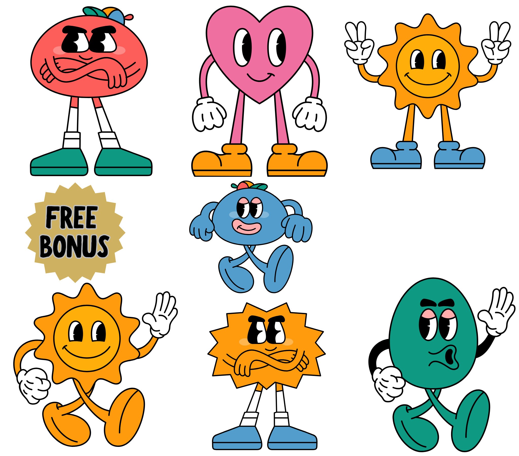 Retro Groovy Font Bundle and Graphics Bundle | OTF, TTF, Svg, Dxf | 90s ...