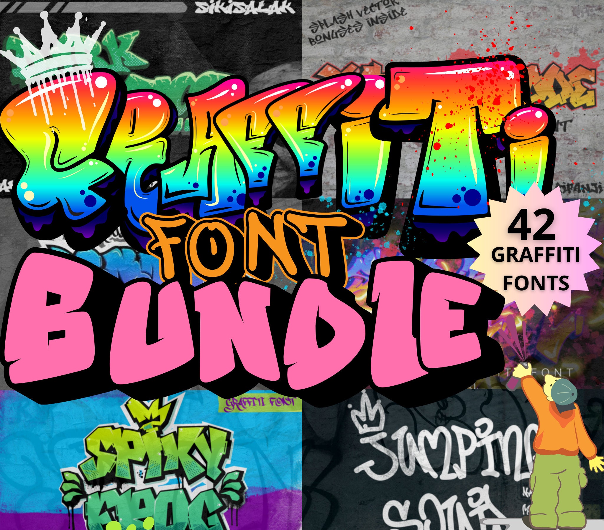 Graffiti Font Bundle| Urban Font|street Style Font | Tagging Font |hip ...