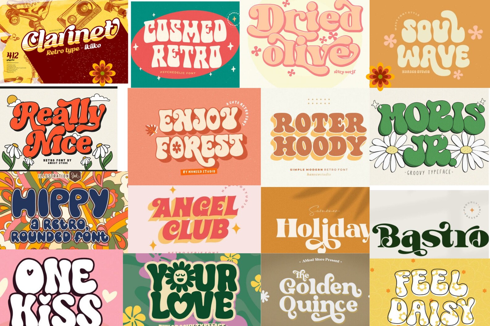 Retro Font Bundle Collection - Font Bundle |cricut Font| Vintage Font ...