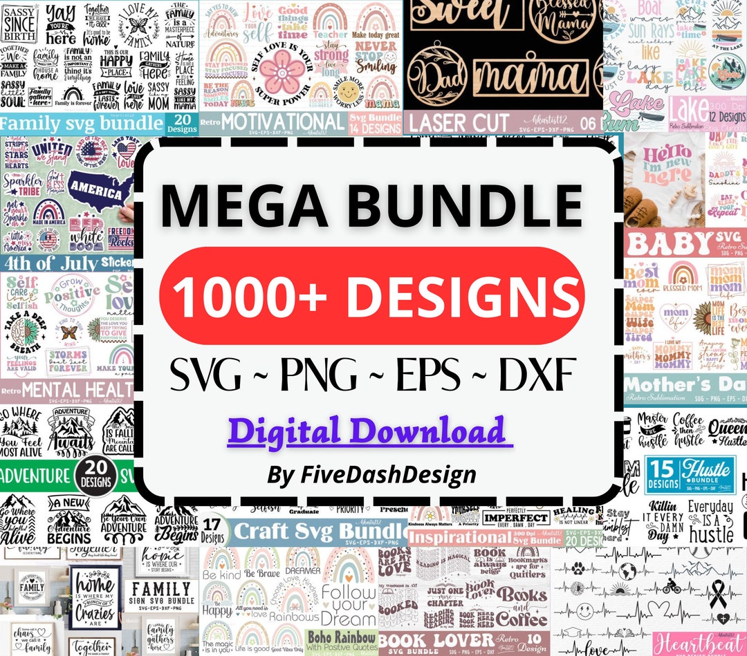 Mega SVG Bundle svg Files for Cricut T Shirt Designs Svgsilhouette Cut ...