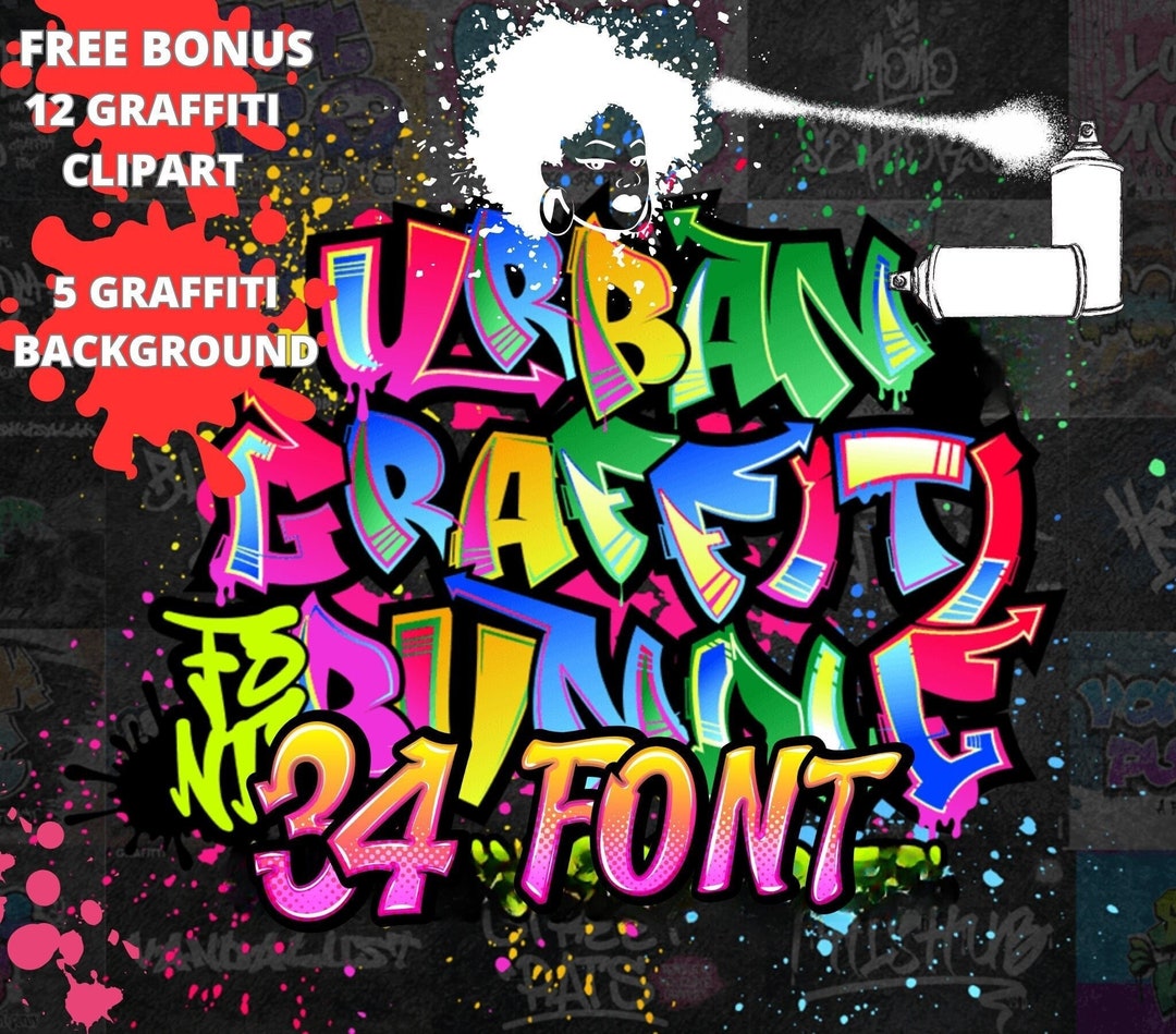 Graffiti Font Bundle + Free Bonus|graffiti Font Bundle|urban Font ...