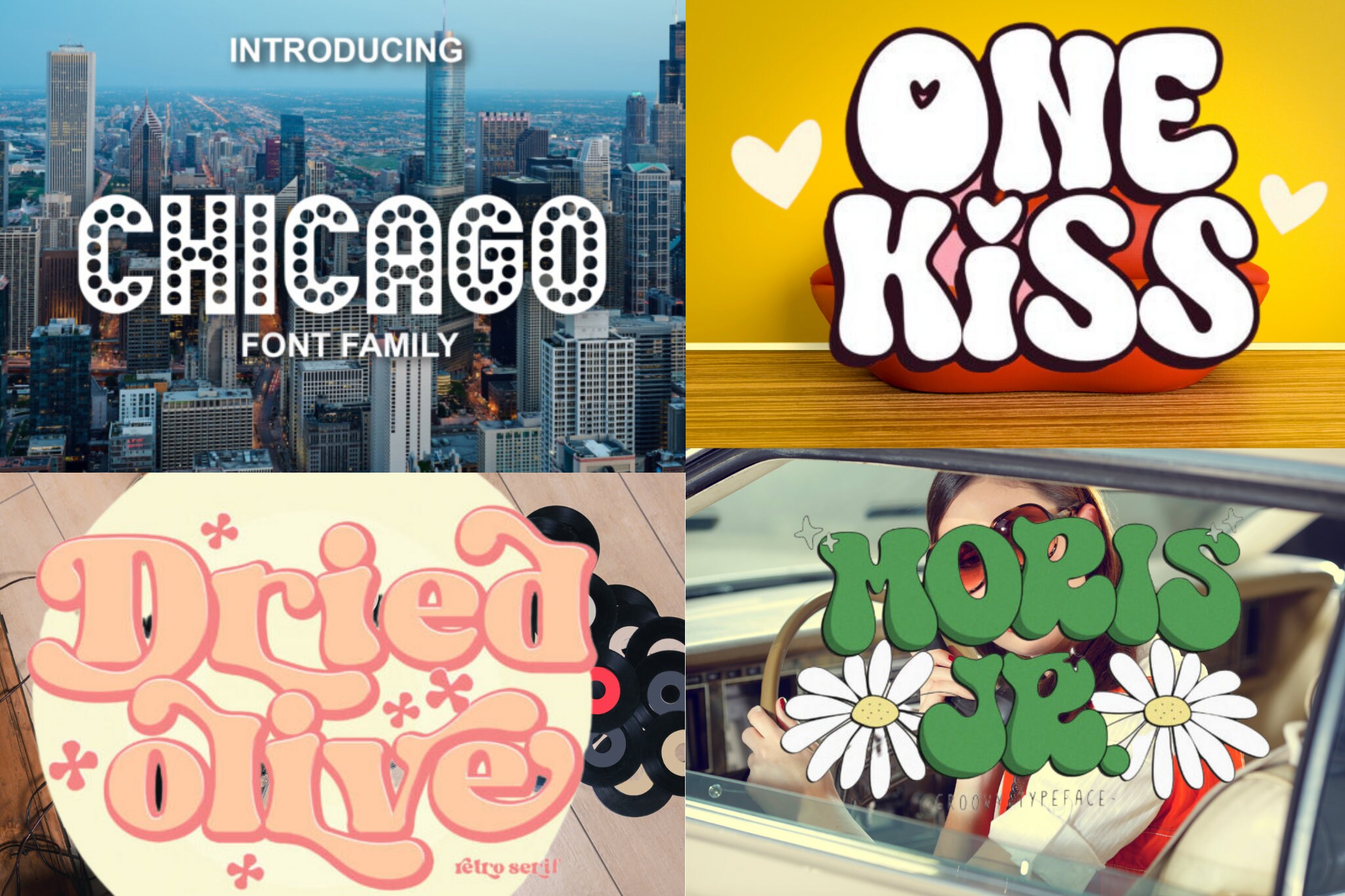 Retro Font Bundle |cricut Fonts | Bubbly Fonts|groovy Font|procreate ...