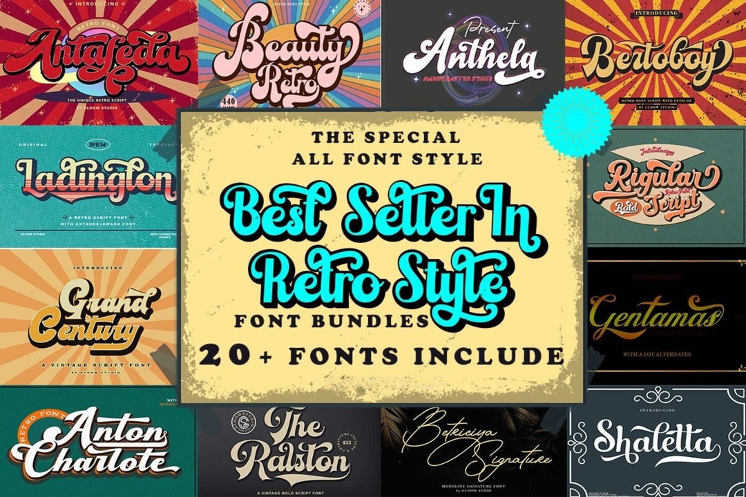 Retro Font Bundle90s, 80s, 70s, 60s Font Font Bundle cricut Font ...