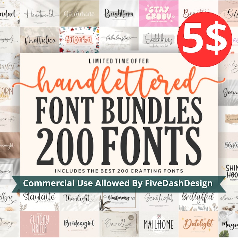 Handlettered Font Bundle - Font Bundle, Handwritten Font, Calligraphy Font, Script Font, Cricut ...