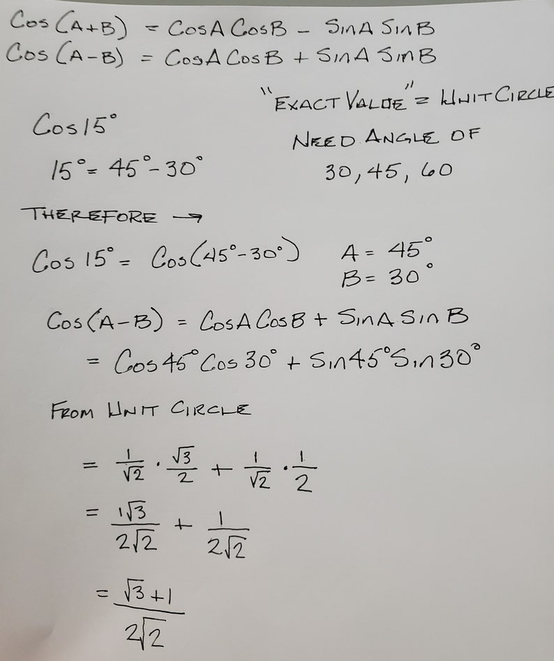 Trigonometry Math Problems and Solutions - Etsy