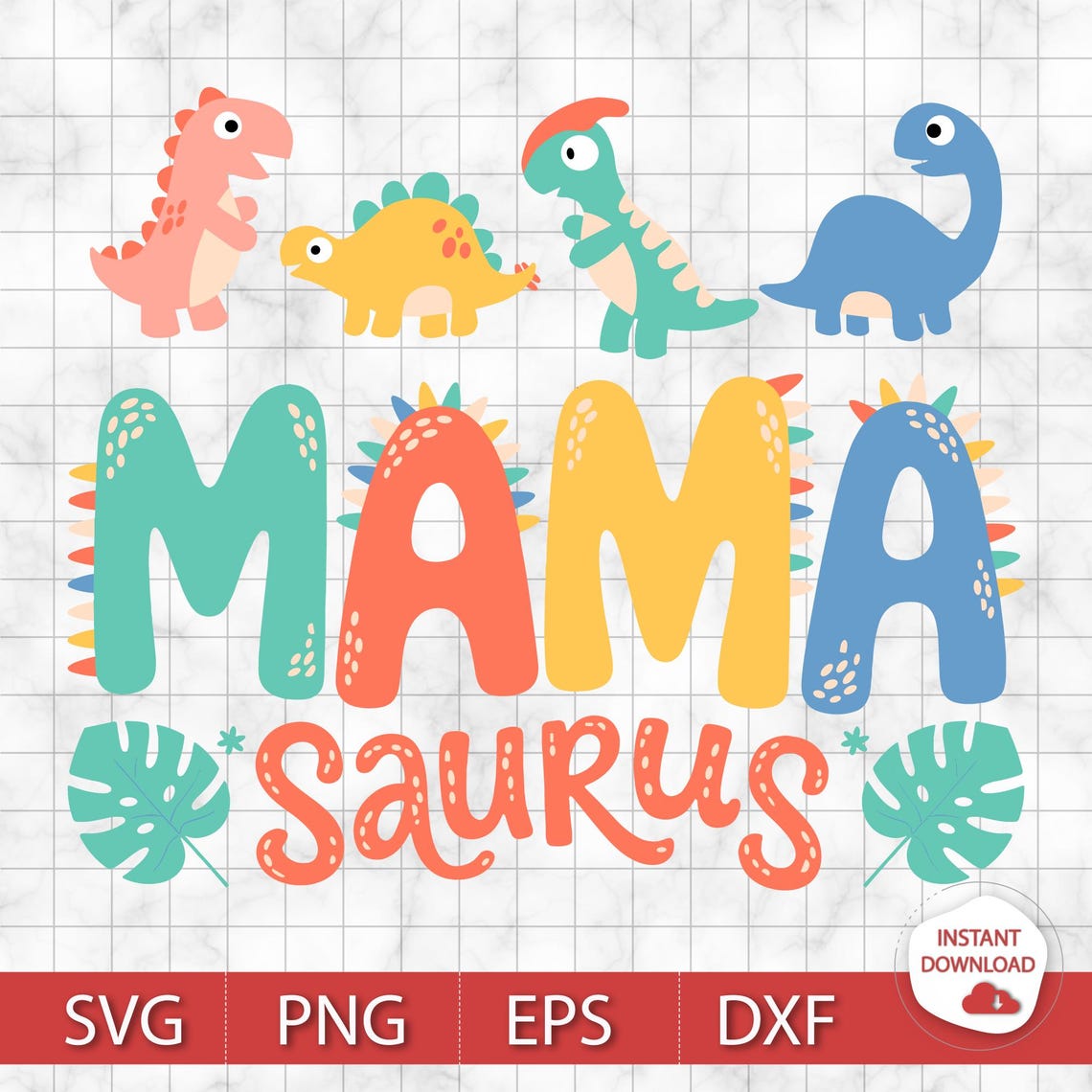 Mamasaurus PNG SVG | Cute Dinosaur Mom Clipart | Family Dino Birthday ...