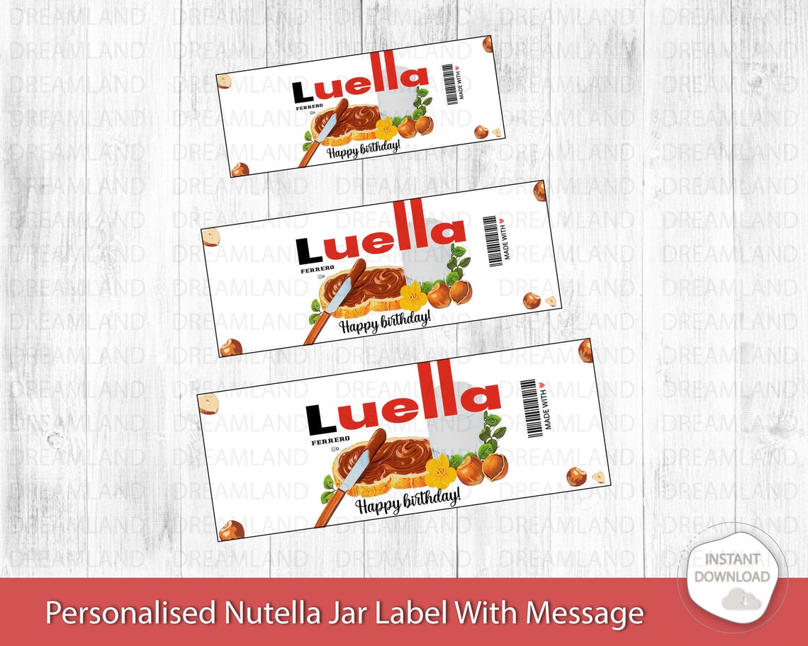 Nutella Label With Message, Personalised Nutella Jar Label With Message ...