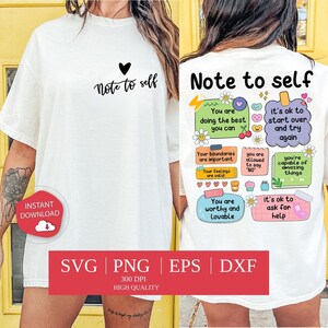 Note to Self PNG Motivational PNG Sublimation Design Mental Health Png ...