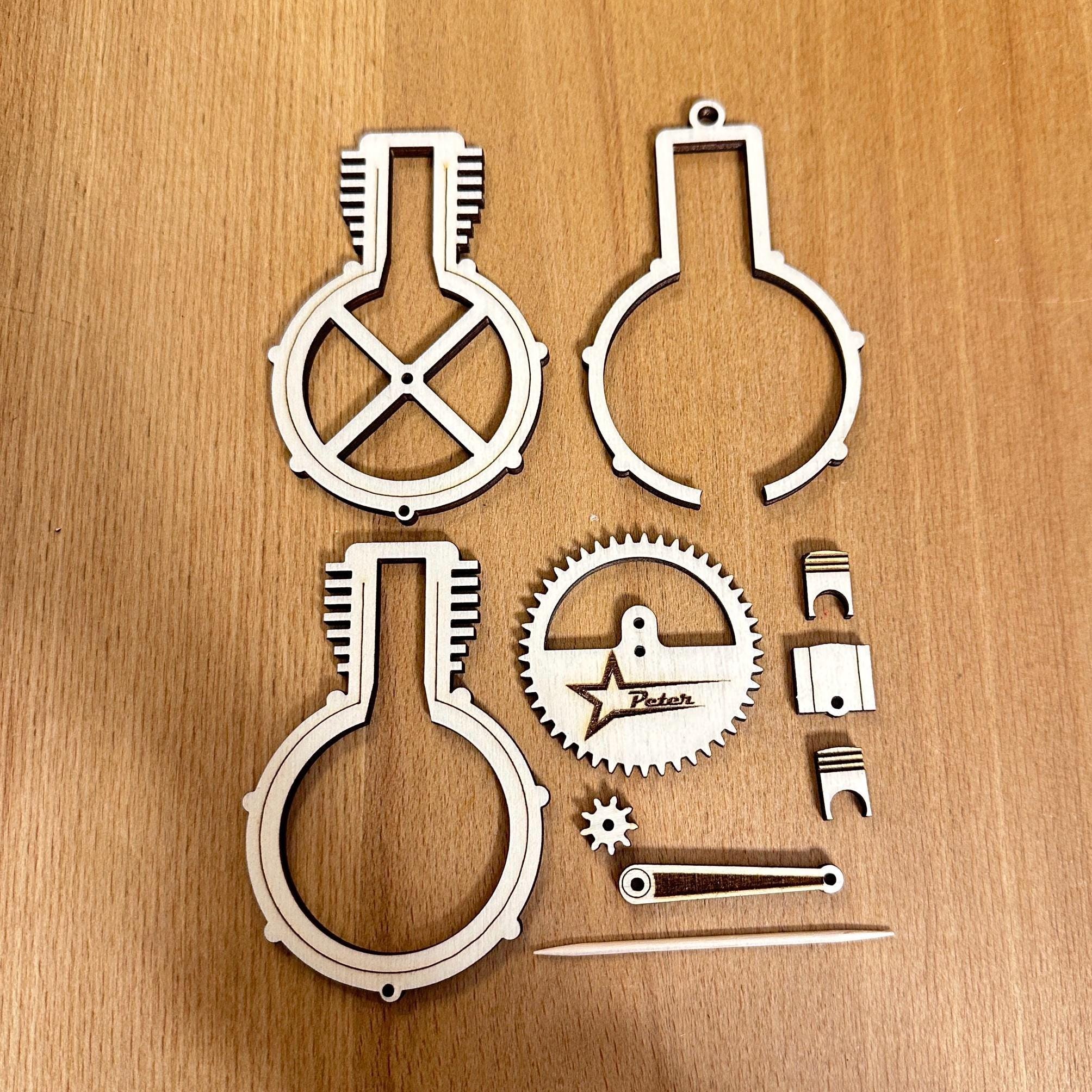Mechanical Piston Keychain – Laser Cut File (DXF, SVG, Lightburn ...