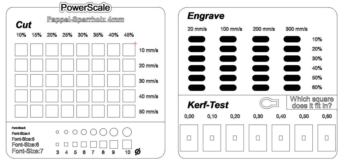 Powerscale | Laser Test Files | Lightburn Material Test Card ...