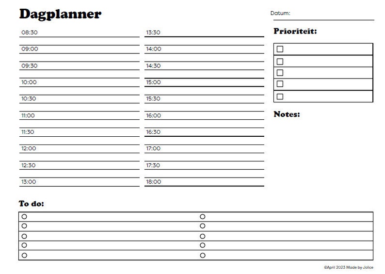 Daily Planner Horizontal - Etsy