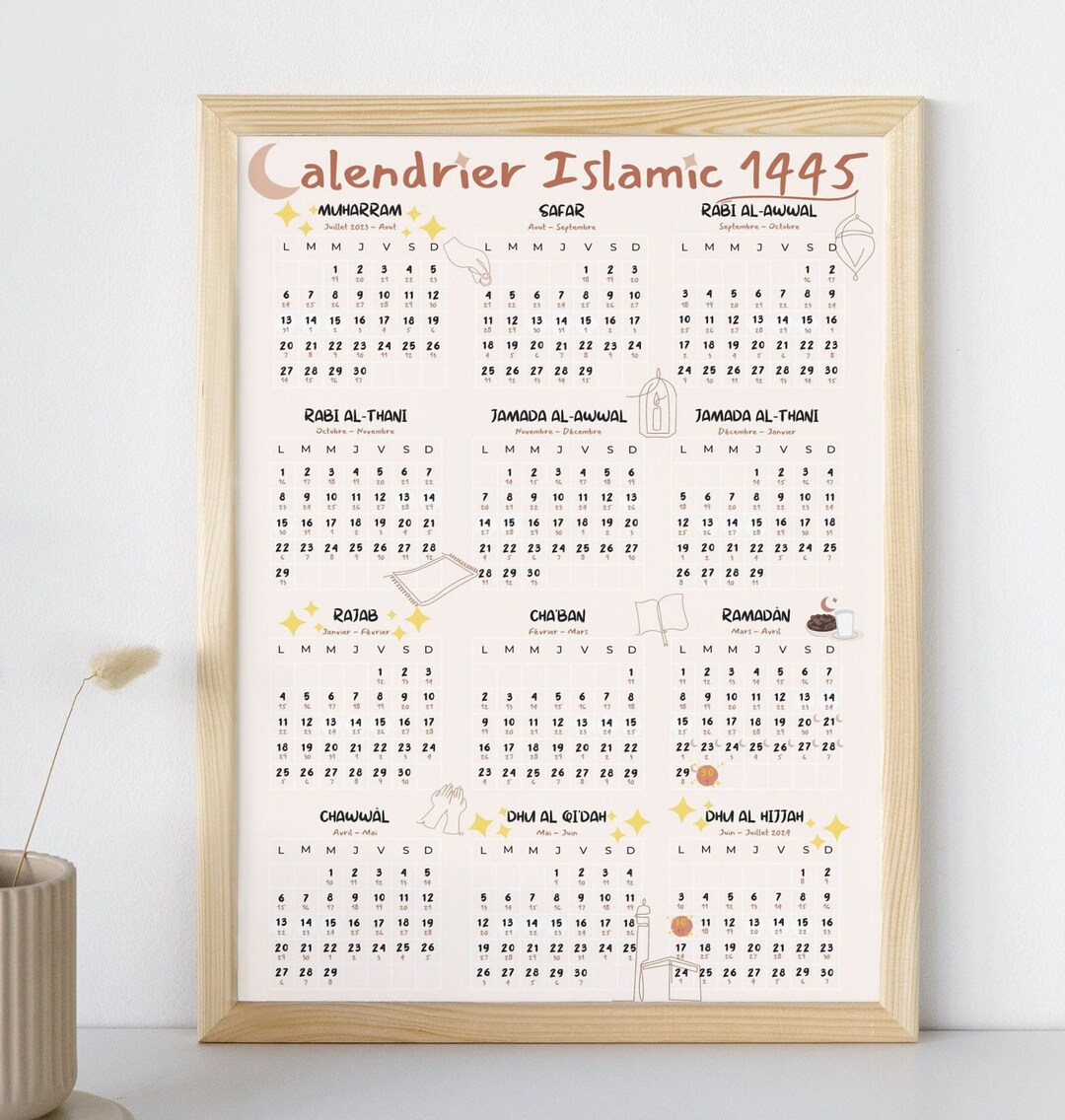 Hijri Calendar 1445 2023/2024 Islam - Etsy