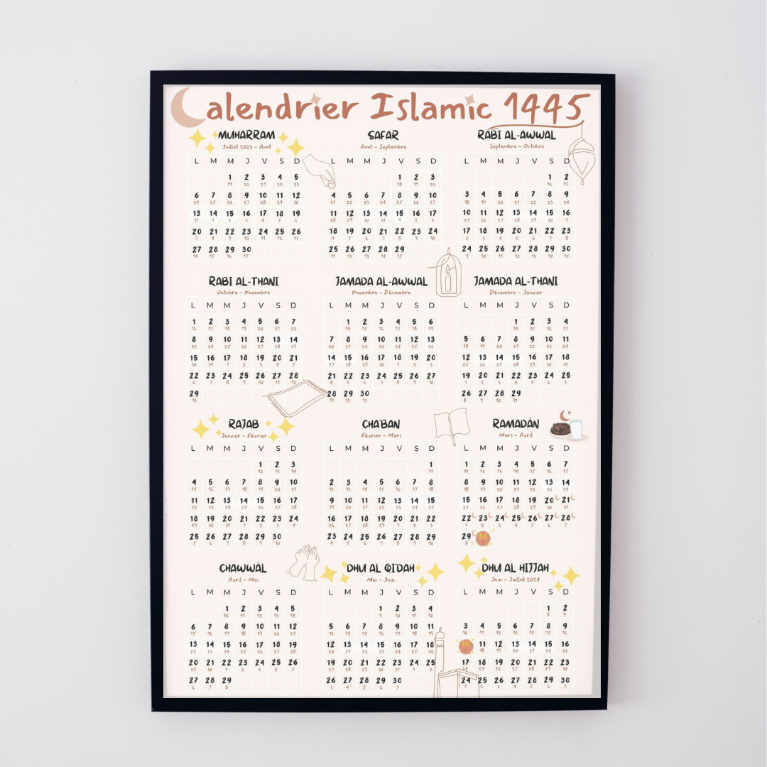 Islam Calendar 1445 Calendar Français English - Etsy