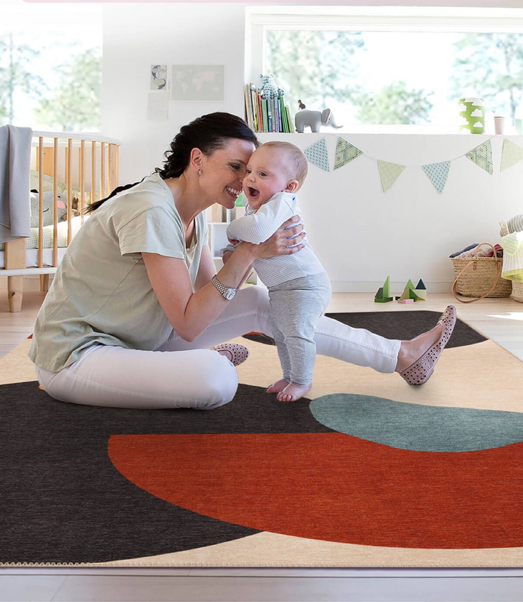 Abstract Boho Style Art Rug, Modern Living Room Rug, Bedroom Aesthetic ...