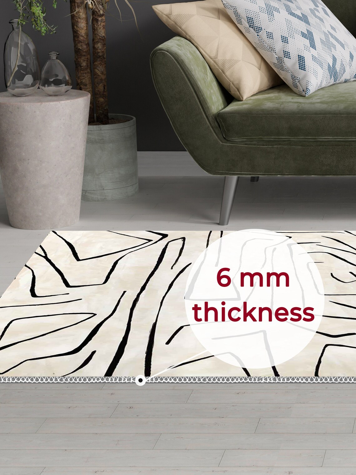 Contemporary Beige and Black Living Room Rug, Dining Table Stain ...