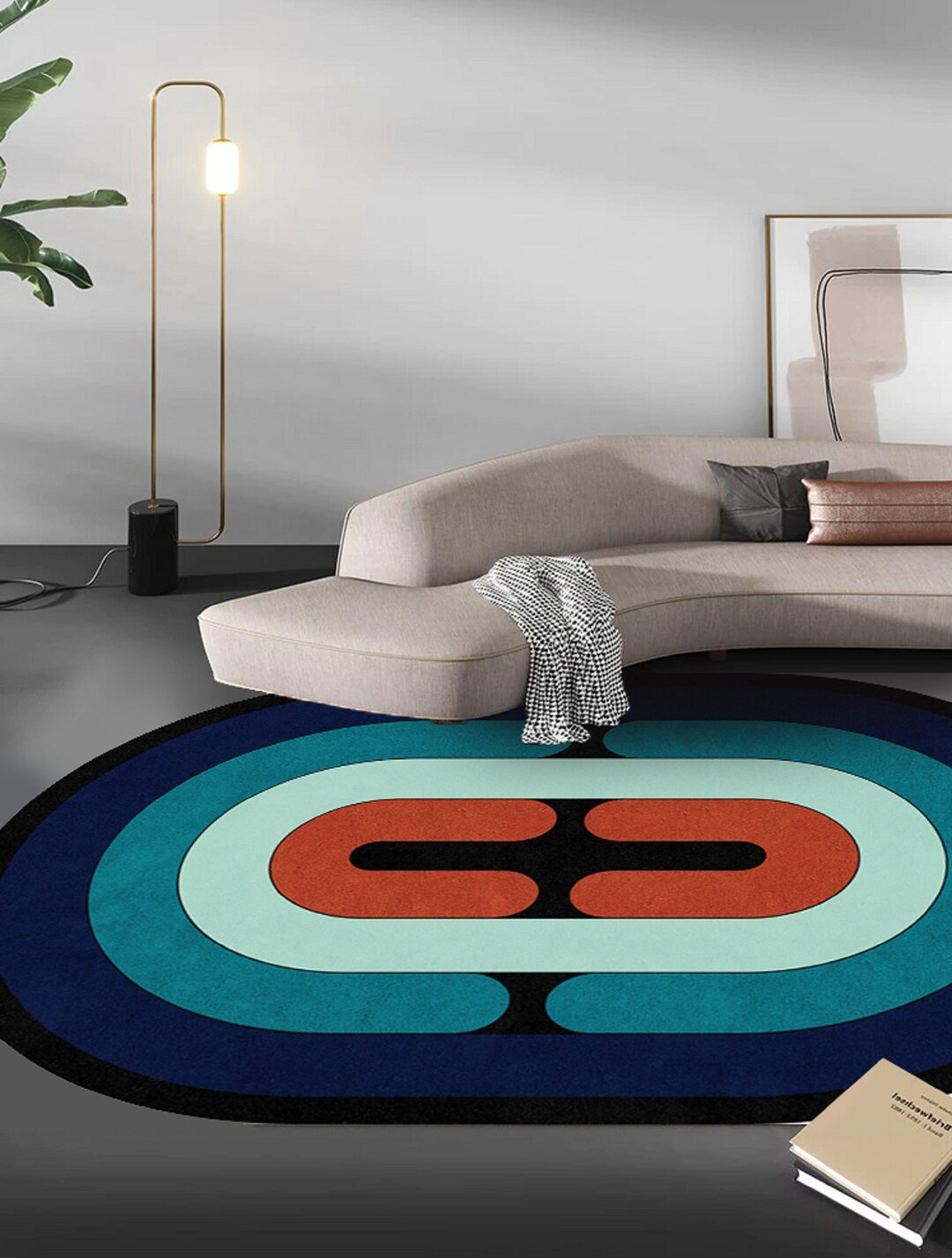Vibrant and Colorful Abstract Rug, Minimalist Rug for Living Room ...
