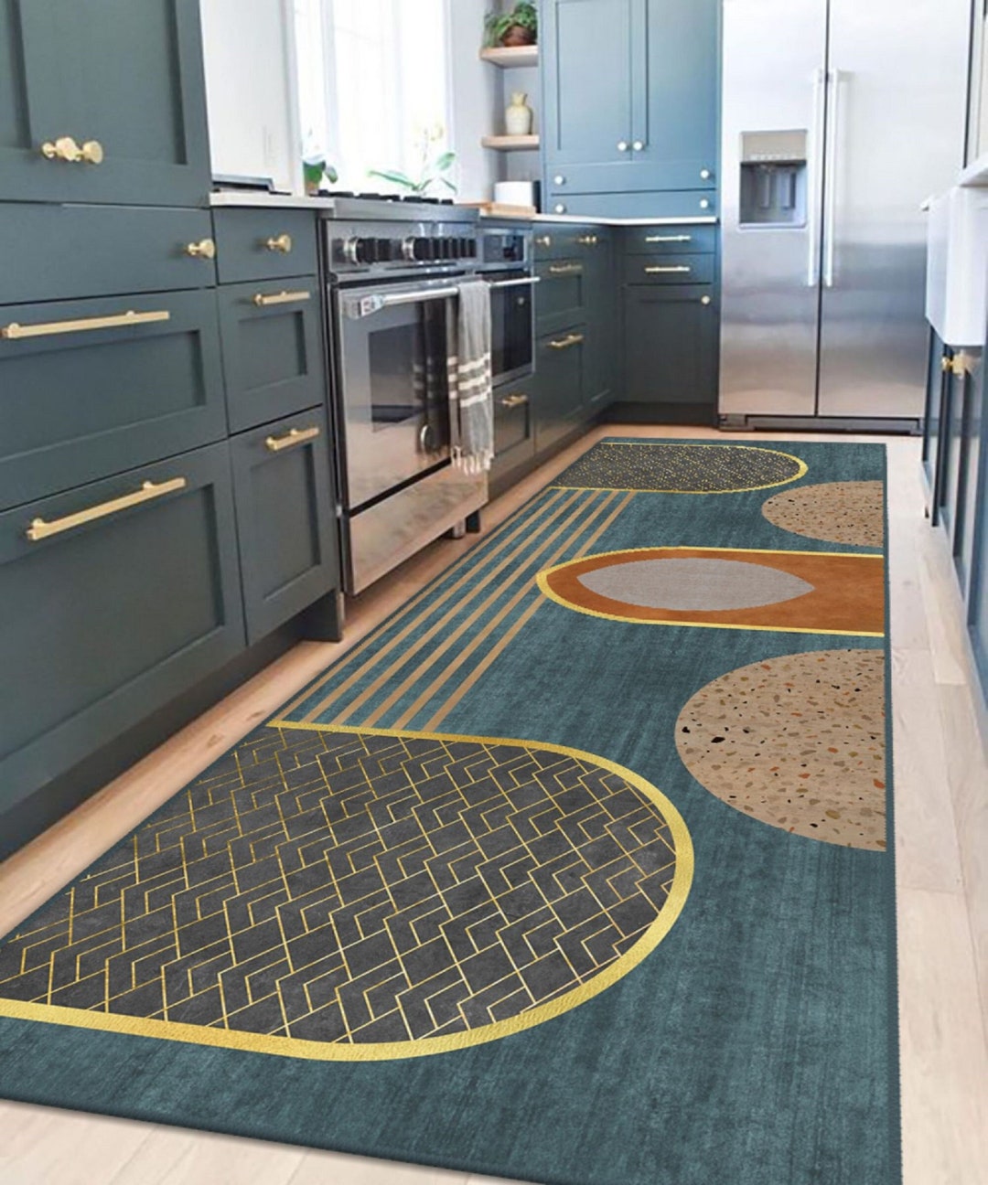 Abstract Runner Rug, Aesthetic Kitchen Hallway Runner, Contemporary ...