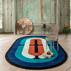Vibrant and Colorful Abstract Rug, Minimalist Rug for Living Room ...