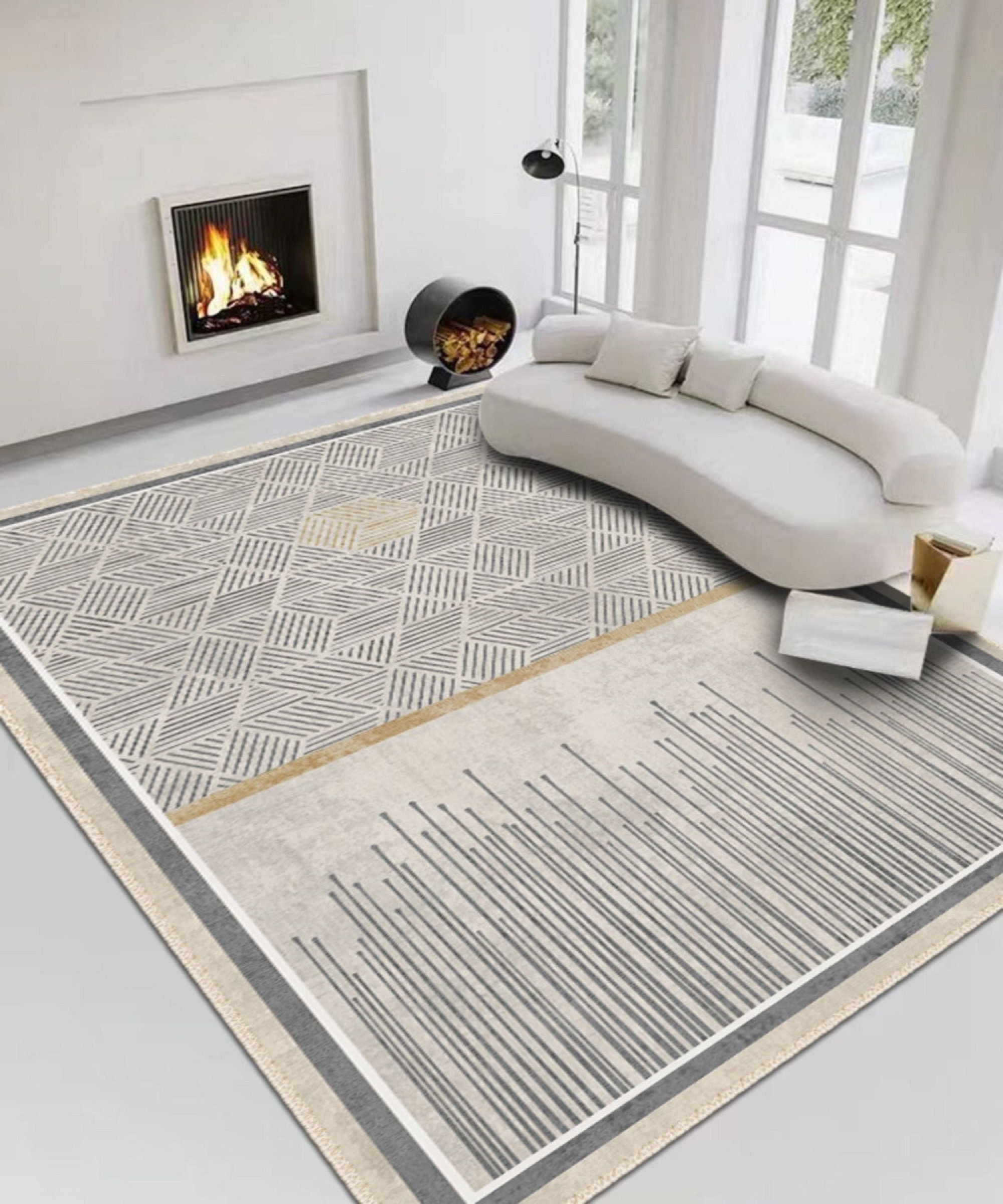 Modern Beige Rug for Living Room Contemporary Area Rug - Etsy