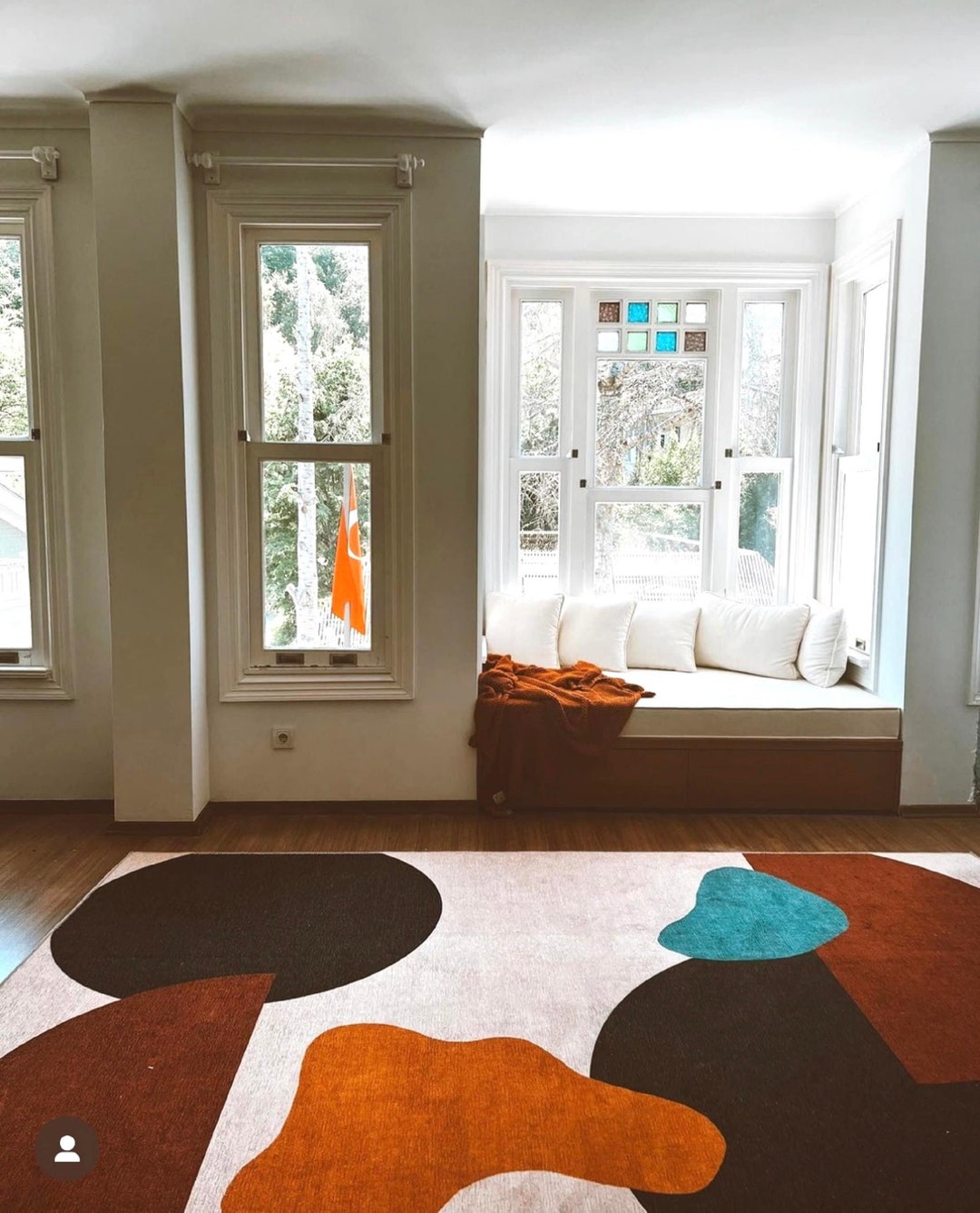 Abstract Boho Style Art Rug, Modern Living Room Rug, Bedroom Aesthetic ...